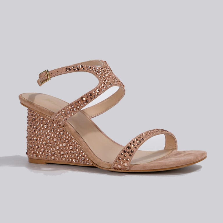 Stylish Women Crystal Embellished Wedge Sandals