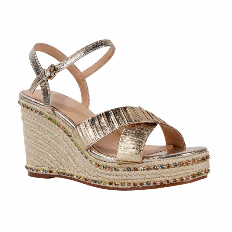 Gold Wedge-heel Espadrille Sandals For Women